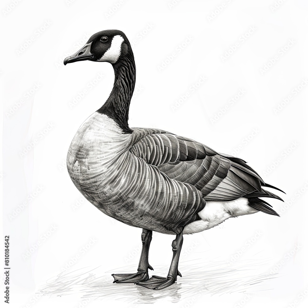 Canada Goose Pencil Sketch Hand Drawn Black and White Isolated ...