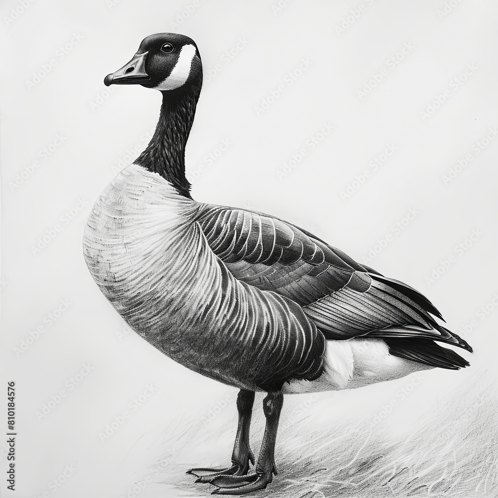 Canada Goose Pencil Sketch Hand Drawn Black and White Isolated ...