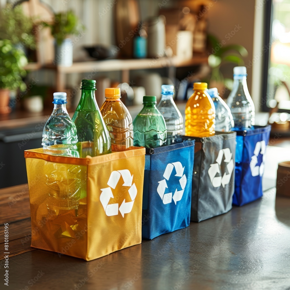 Image shows a variety of plastic bottles in different colors and sizes ...