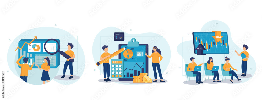 Master of Science in finance isolated cartoon vector illustrations set ...