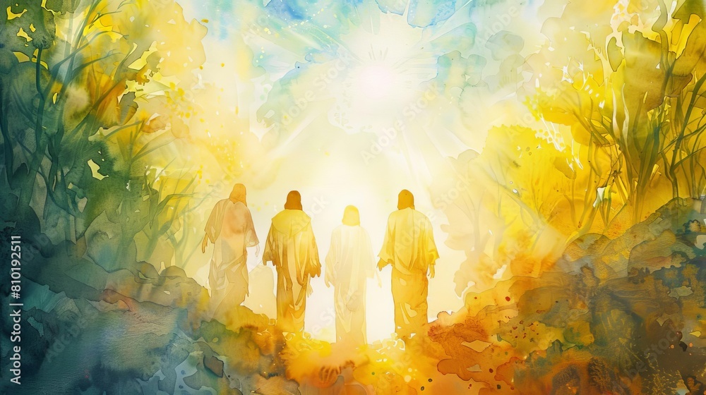 divine transfiguration watercolor painting of jesus appearing with ...