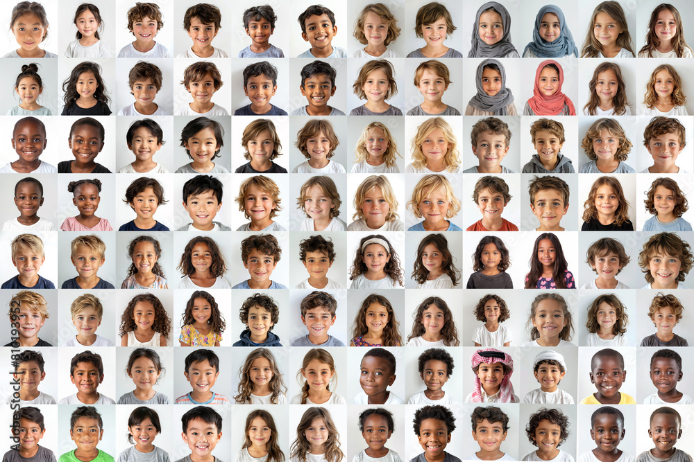 composite portrait of little children of different cultures headshots ...