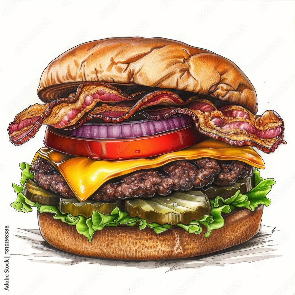 Bite into the juicy layers of a Bacon Cheeseburger, featured in a food ...