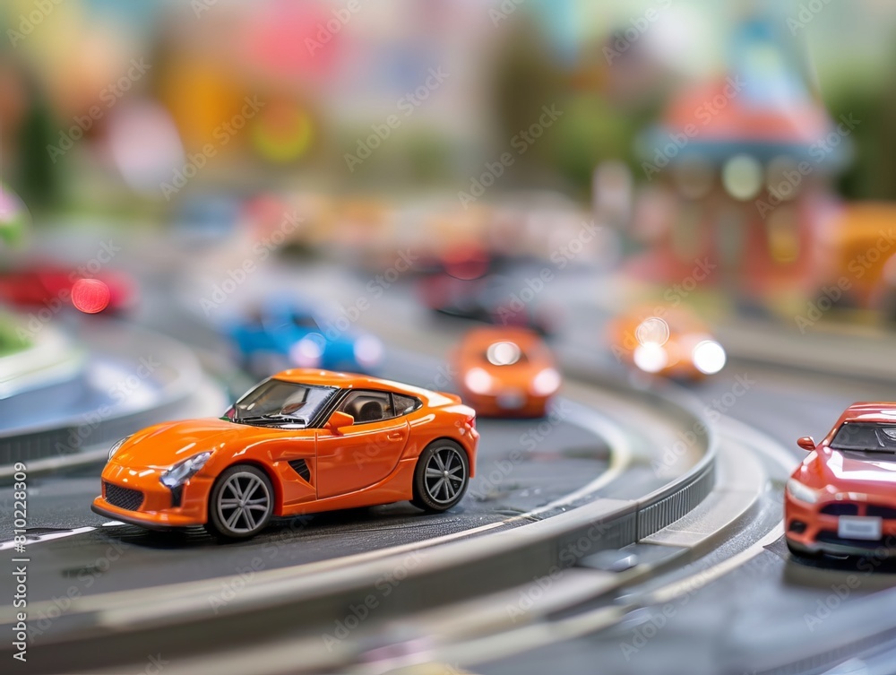 Experience the joy and excitement of toy cars racing in circles ...