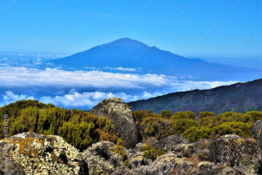 Silhouette of Mount Meru, a dormant stratovolcano and the second ...