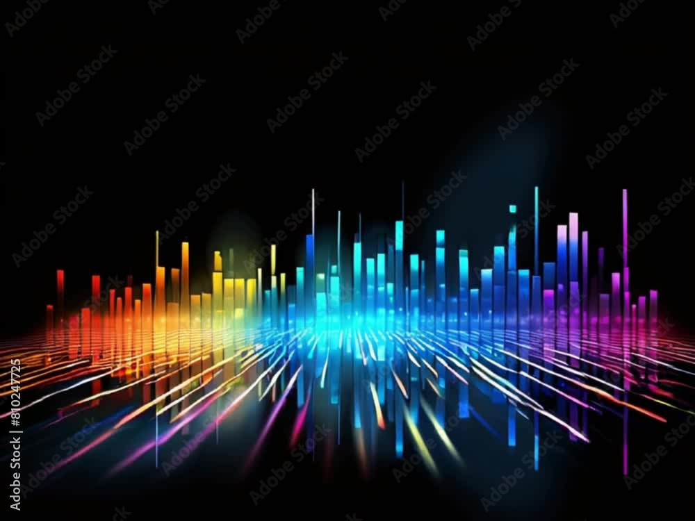 Vibrant music equalizer with colorful lines and bars. The visual ...