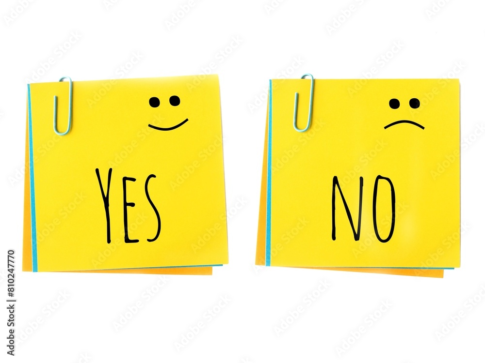 Two yellow sticky notes side by side with positive and negative ...