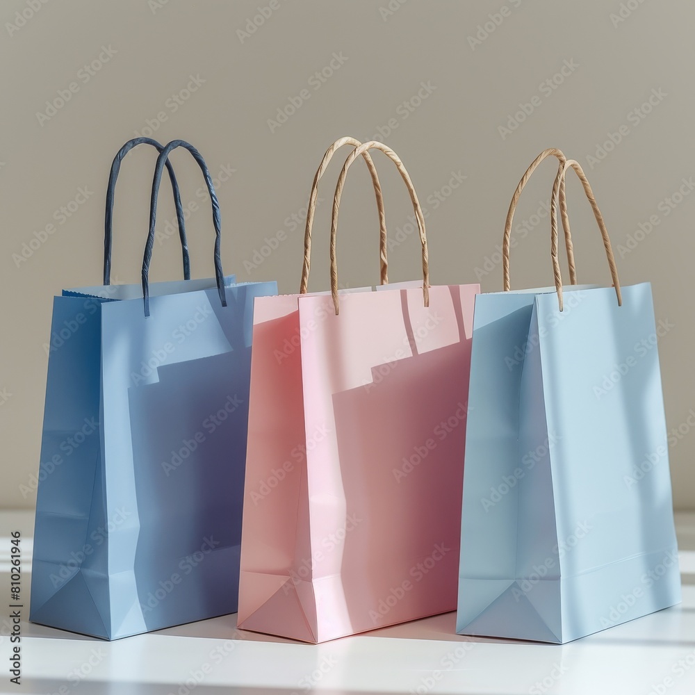 Elegant paper bags designed for Mothers Day, minimalist style on a ...