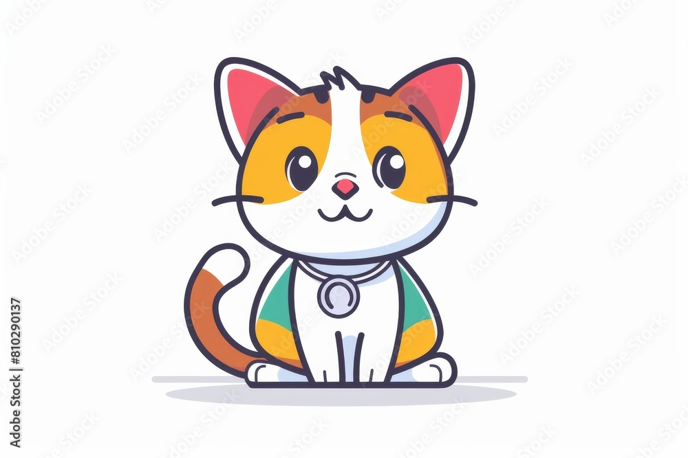 Adorable cartoon cat dressed as a veterinarian, smiling broadly ...