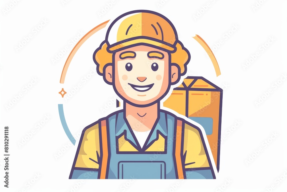 Bright and colorful illustration of a smiling cartoon construction ...
