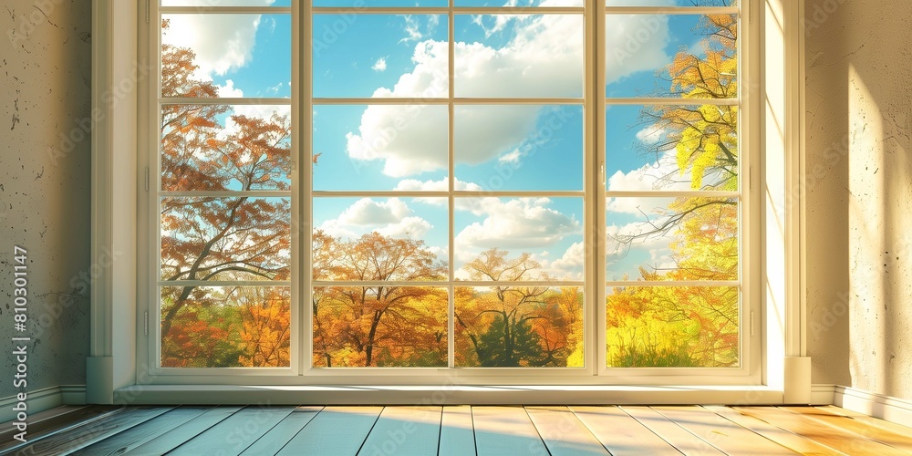 realistic sketch of a closed square window, curtains gently swaying ...