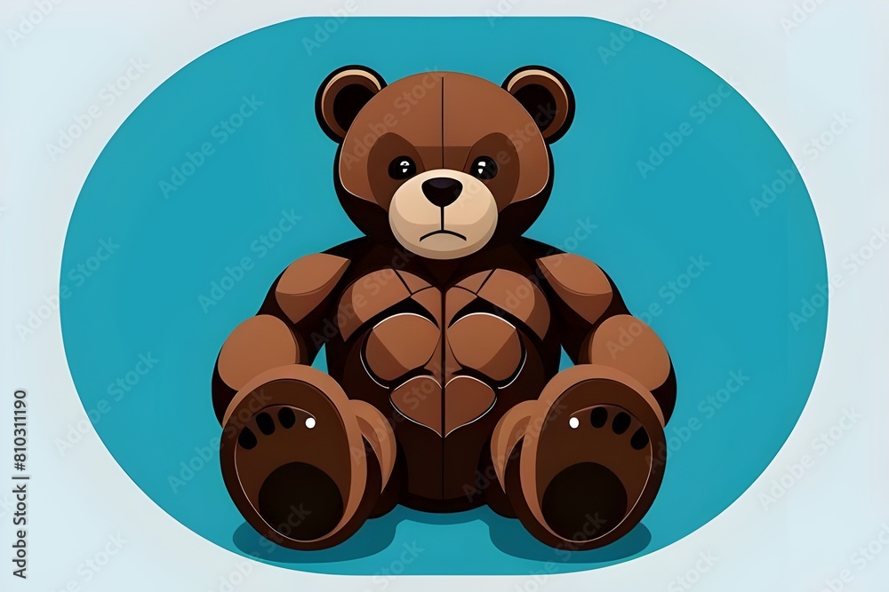 a cartoon illustration of a teddy bear bodybuilder with lots of muscles ...