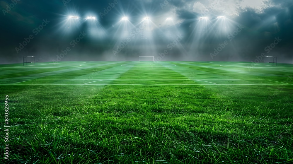 Football stadium arena for match with spotlight. Soccer sport ...