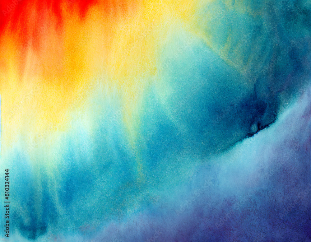 ภาพประกอบสต็อก Primary color watercolor wash, design, bright flowing ...