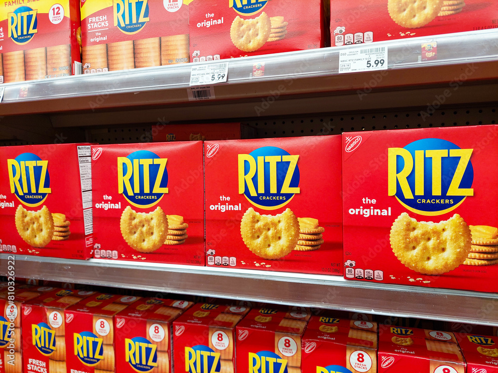 Los Angeles, California – May 9, 2024: RITZ Crackers on a shelf in a ...