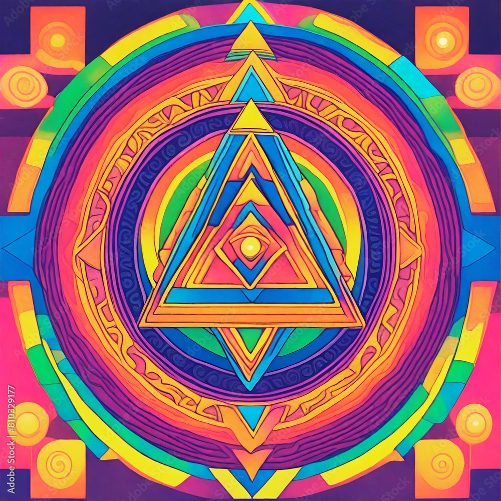 Psychedelic Rainbow Sacred Geometry Tetrahedron Triangles Spiritual ...