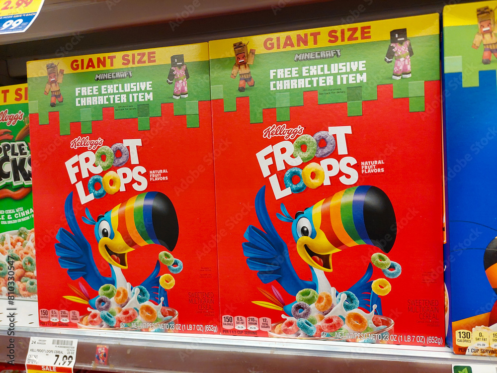 Los Angeles, California – May 9, 2024: Kellogg's FROOT LOOPS Cereals on ...
