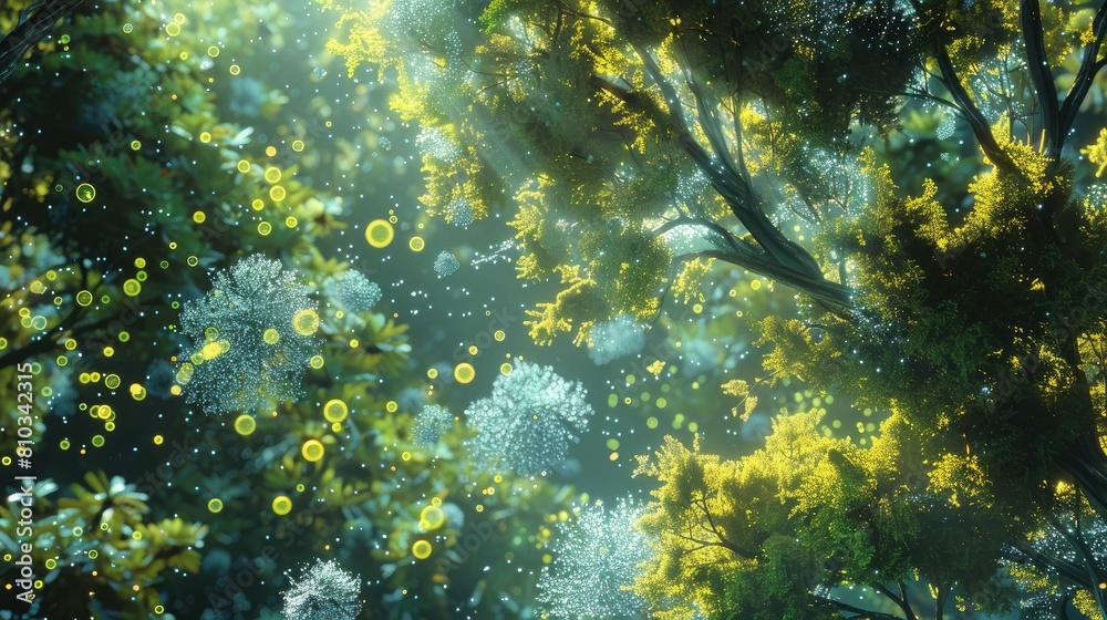 scenery background trees, holograms of large, microscopic animals, tree ...