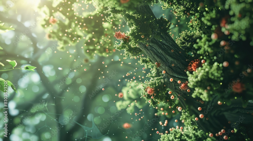 scenery background trees, holograms of large, microscopic animals, tree ...