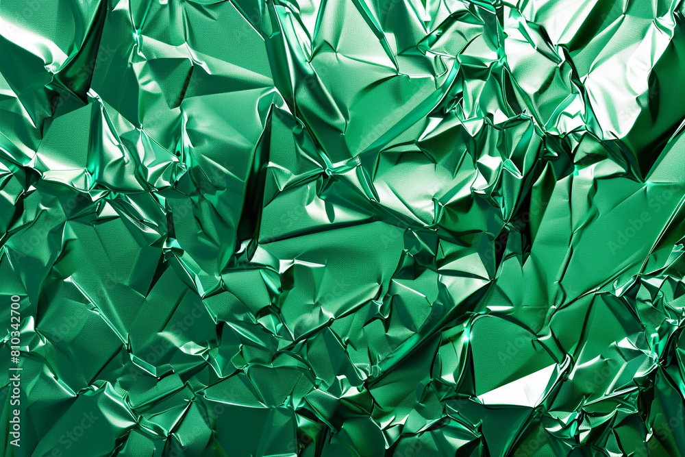 Emerald green foil texture background with large scale glass effect ...
