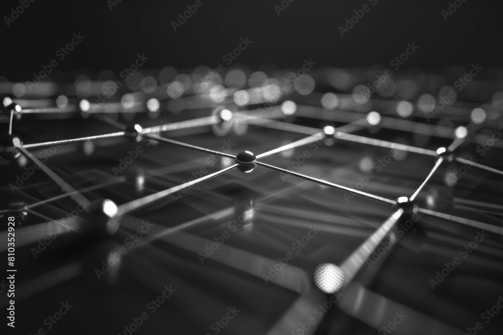 Abstract, molecule and science with network, model and connection for ...