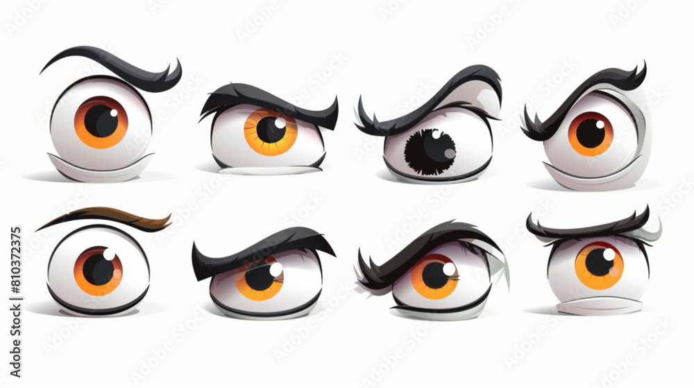 Cartoon eyes. Comic faces people eye and eyebrow expression. Facial ...