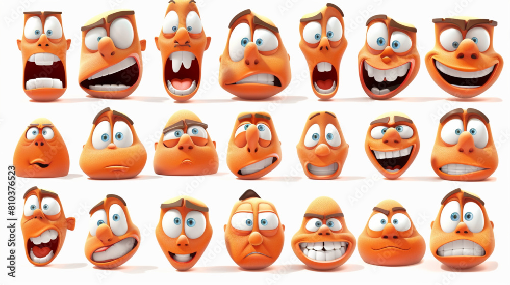 Vetor do Stock: Cartoon faces. Facial expressions for retro old style ...