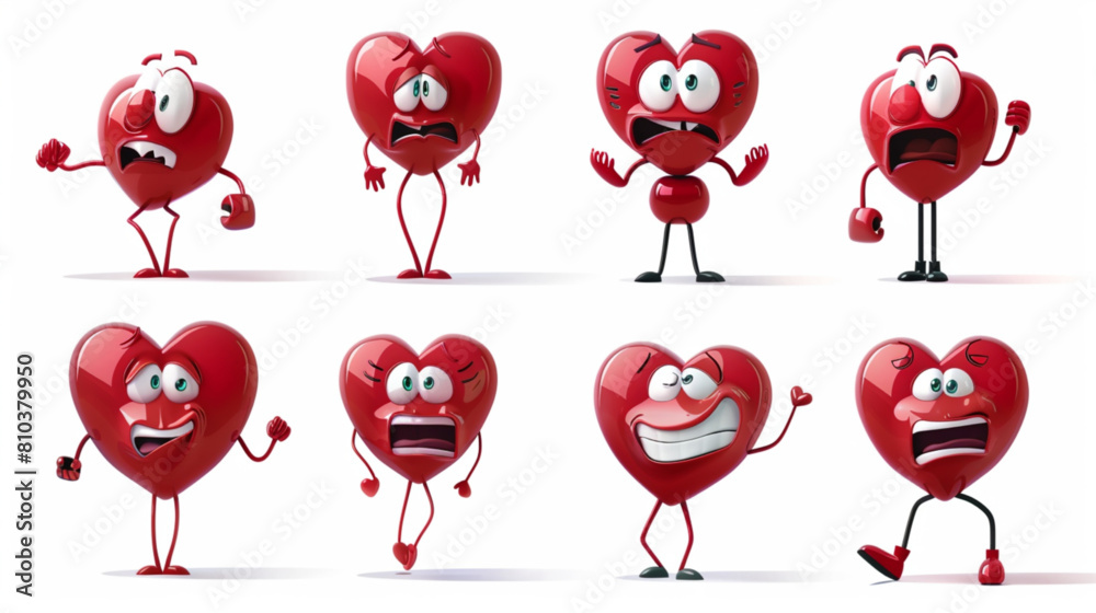 Cartoon heart characters. Mascot hearts constructor, sticker with hand ...