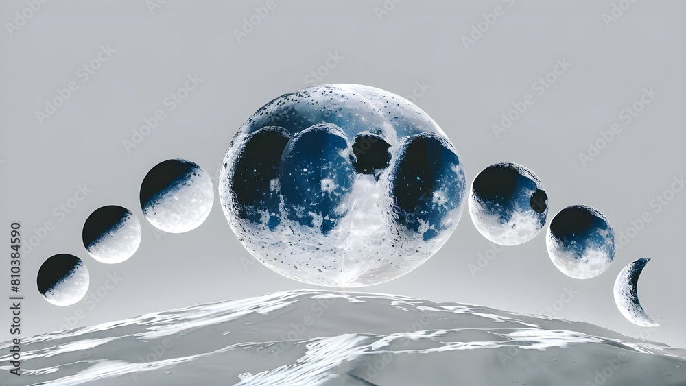 The phases of the moon transitioning in a lunar cycle Stock Photo ...