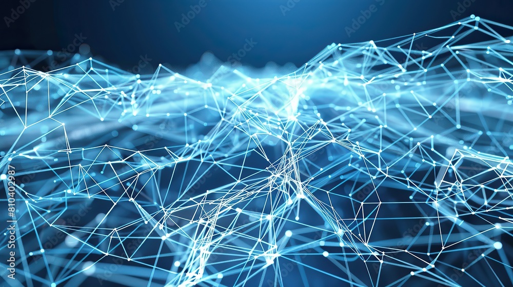 An abstract technology motif with light blue plexus connections ...