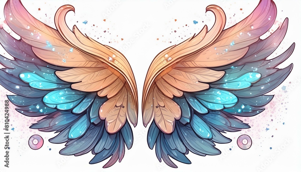 little fairy wings in cute funny with cartoon kawaii style isolated on ...