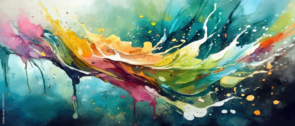 Abstract colorful underwater paint splash inside stirred water ...