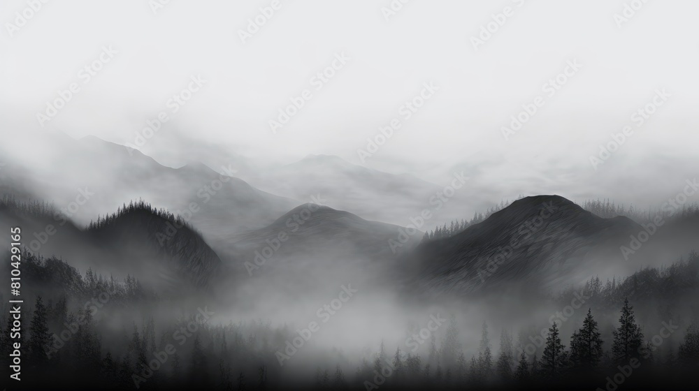 greyscale of mist and fog effect, background is black generative ai ...