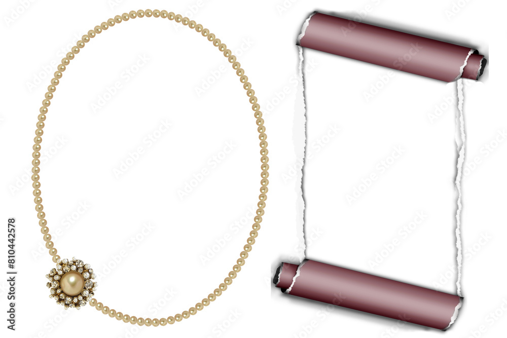 pearl necklace photo frame isolated on white background, picture frame ...