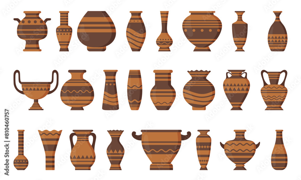 Clay Pot Ancient Greek Vase set collection, Logos with Greek antiquity ...