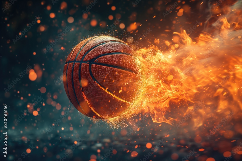 Basketball on Fire, Hot Shot Slam Dunk Backdrop, Fireball Photo Concept ...