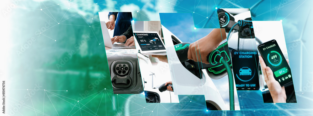 EV electric car vehicle charging and sustainable LCA green energy ...