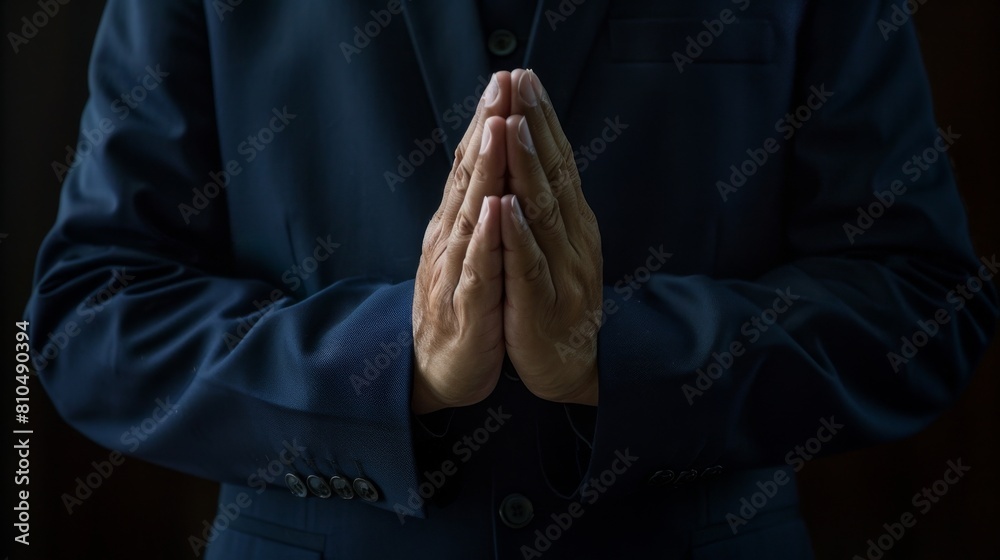 Design an image of a male corporate leader, wearing a navy blue suit ...