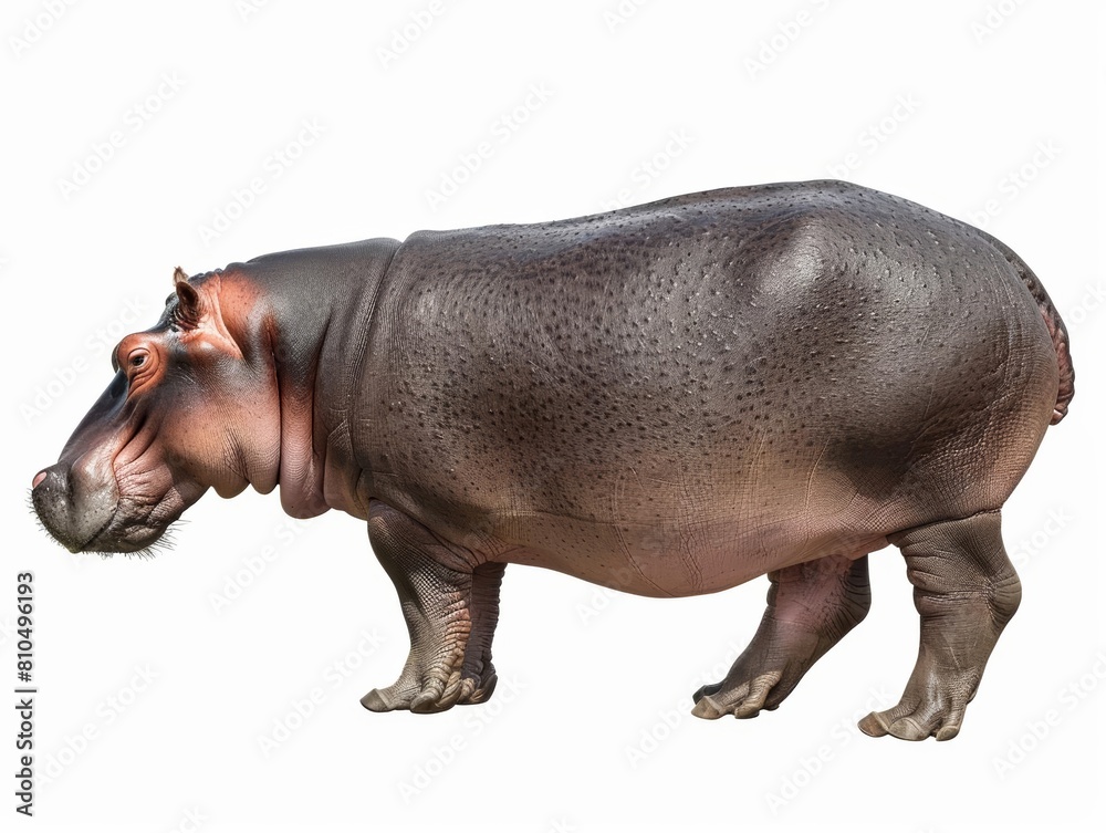 Hippopotamus Hippopotamus in water, only the head and back visible ...