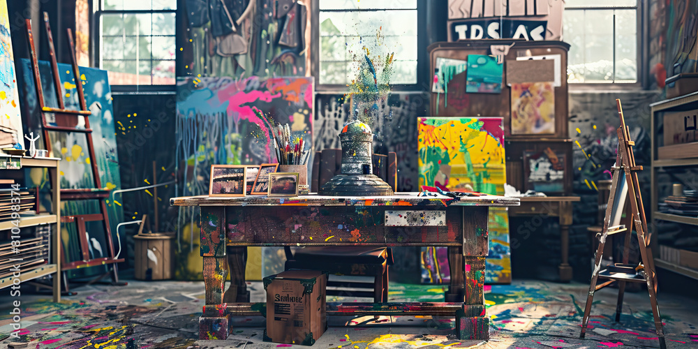 Beaumont Beauty: An eclectic desk in a quirky art studio, surrounded by ...