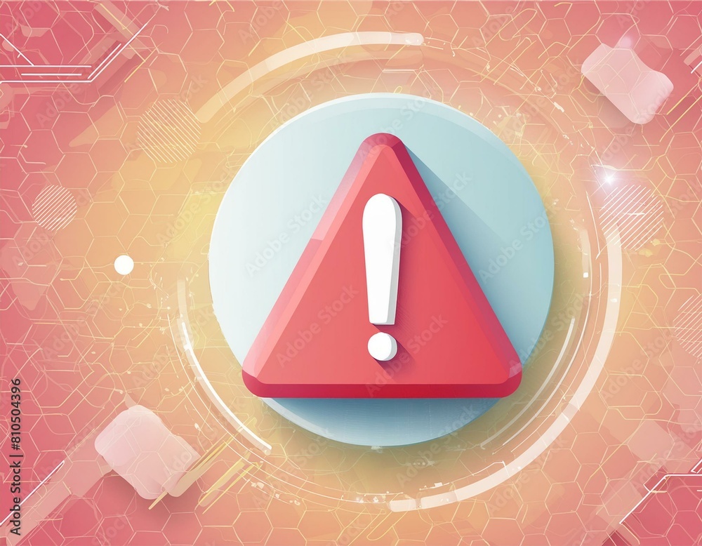 Exclamation mark 3d icon on red attention background with message ...