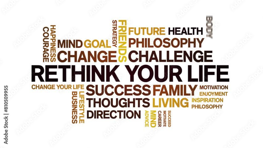 Rethink Your Life animated word cloud;text design animation tag kinetic ...