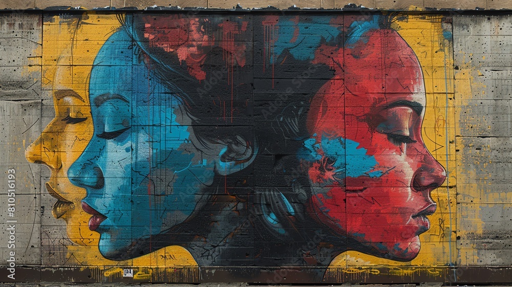 Combine psychological concepts with street art by illustrating a mural ...