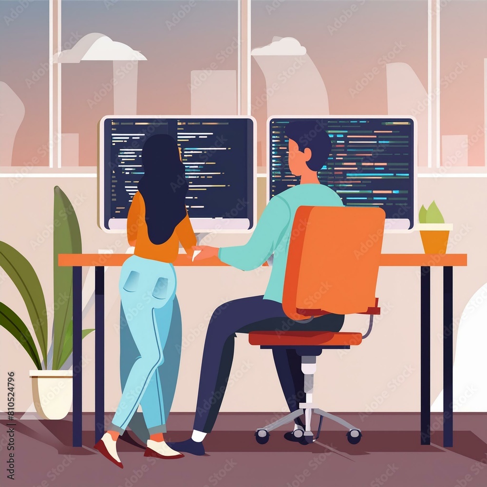 Team skilled developers program coding discussing creative website planning software project on ...