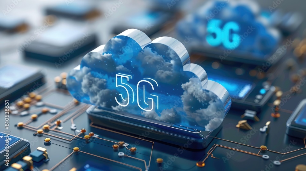 Text 5G, fifth generation of cellular technology, faster data speeds ...