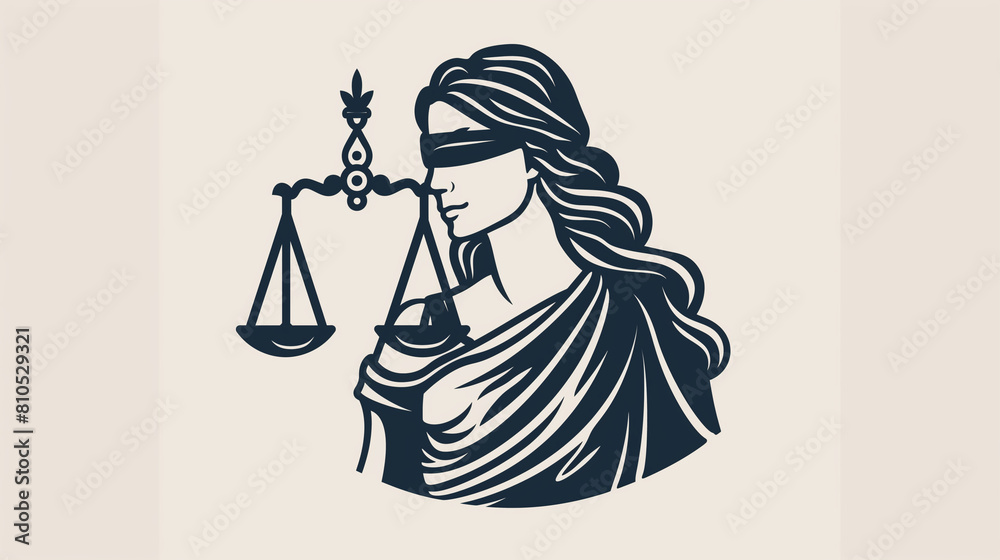 Minimalistic hand-drawn illustration of the symbol of Themis, the ...