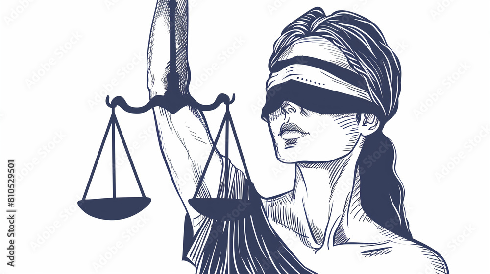 Minimalistic hand-drawn illustration of the symbol of Themis, the ...