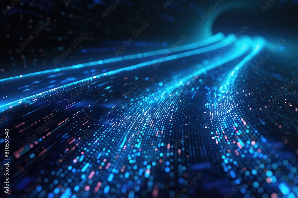 Dynamic Blur Light with Binary Code Zero and One Computer Language. Data Transfer Banner Concept ...