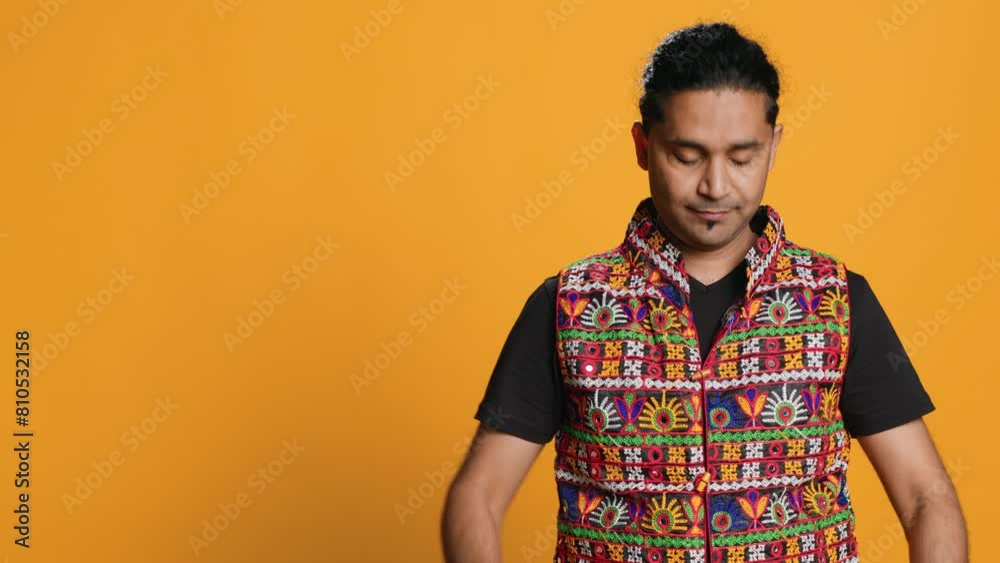 Portrait of jolly friendly indian man doing heart symbol shape gesture ...