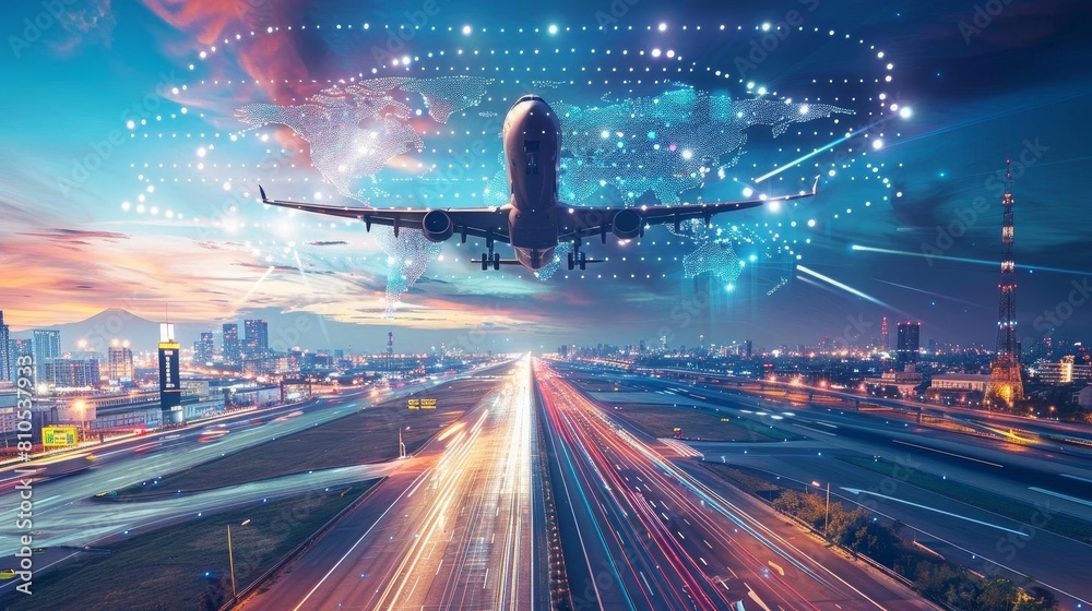 Illustrate the seamless integration of global transportation networks ...